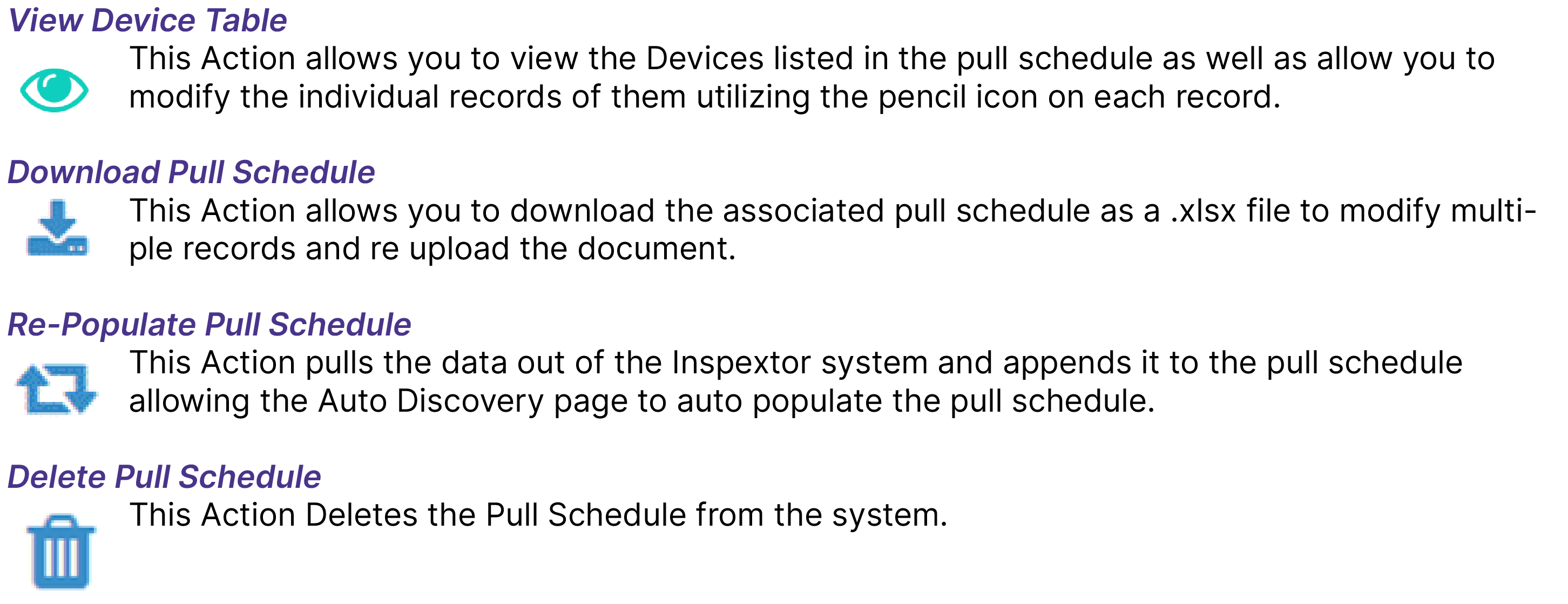 Inspextor User Guide: Pull Schedules – MHT Technologies